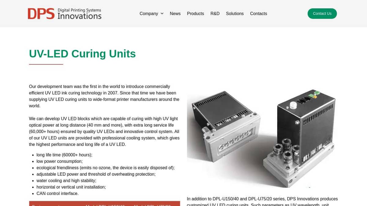UV LED Ink Curing Unit | DPS Innovations